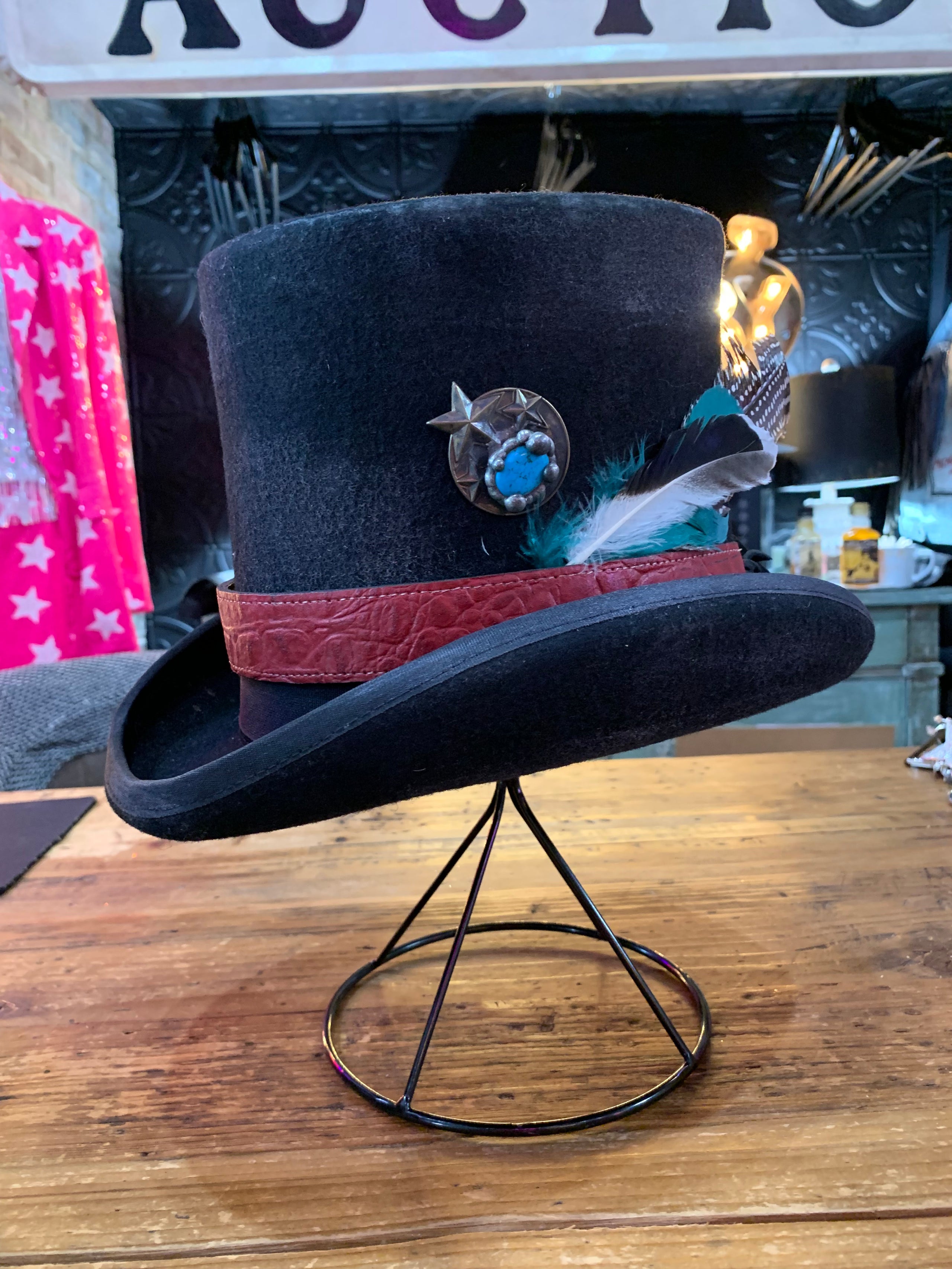 FEATHERED TOP HAT | Cactus Annie's LLC